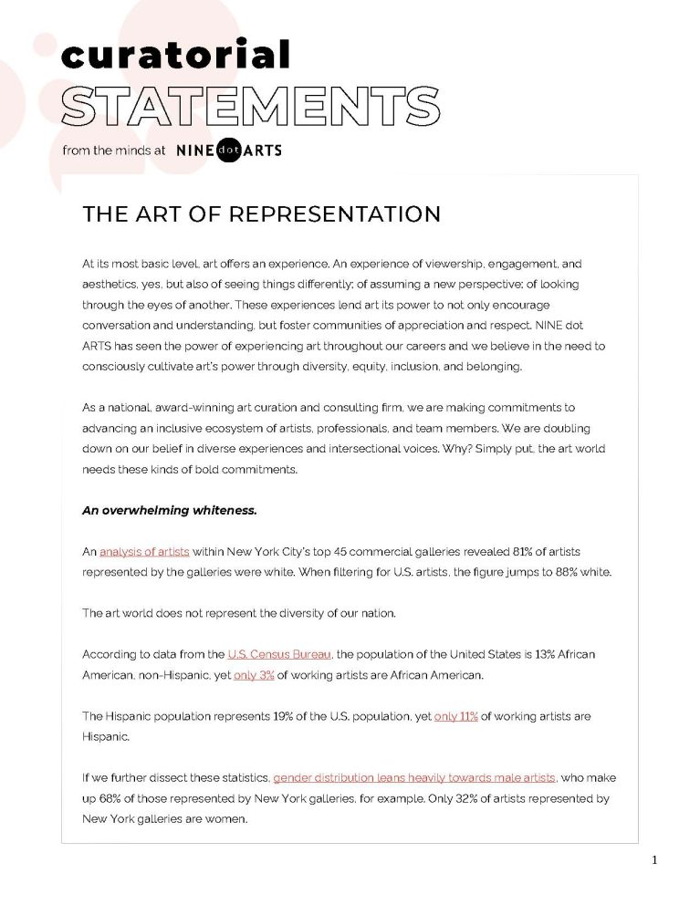 The Art of Representation | NINE dot ARTS | Denver + Seattle