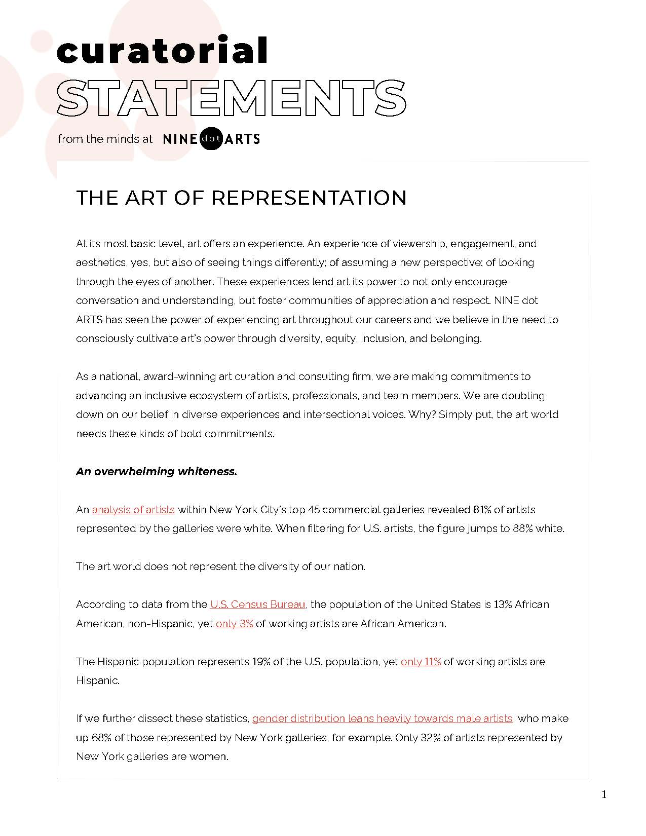 The Art of Representation | NINE dot ARTS | Denver + Seattle